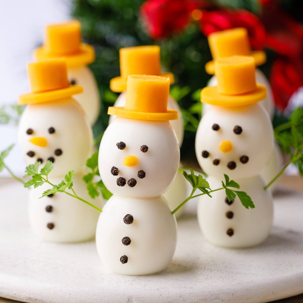 Egg Snowmen (Easy Christmas Appetizer) - Miss Wish